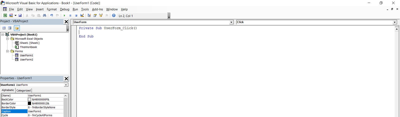 UserForm Events in VBA - TheDataLabs