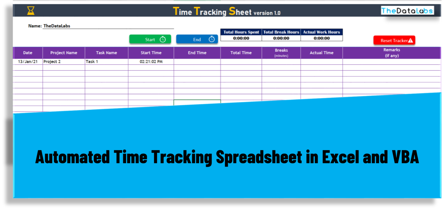 Time Tracking Sheet in Excel and VBA - TheDataLabs