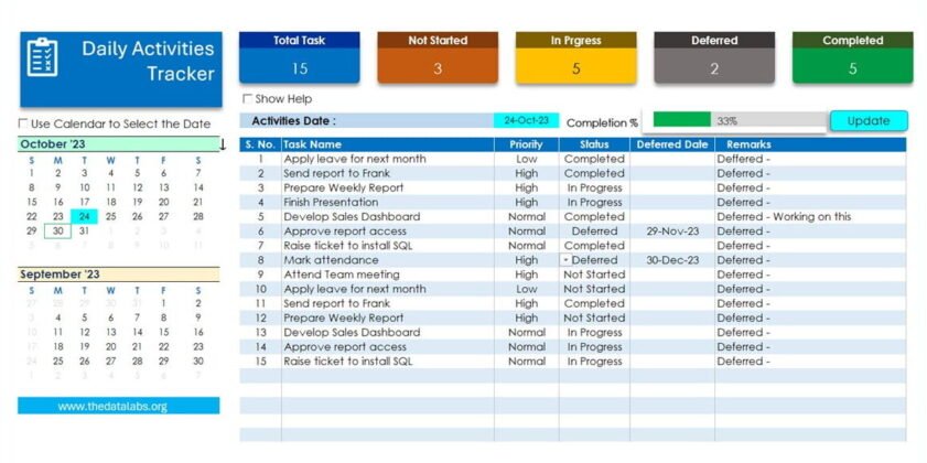 Automated Daily Activity Tracker in Excel: Ultimate Task Management ...