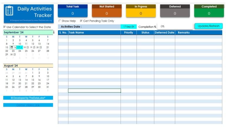 Automated Daily Activity Tracker in Excel: Ultimate Task Management (2025) - TheDataLabs