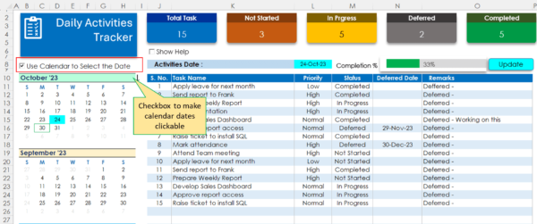 Automated Daily Activity Tracker in Excel: Ultimate Task Management ...
