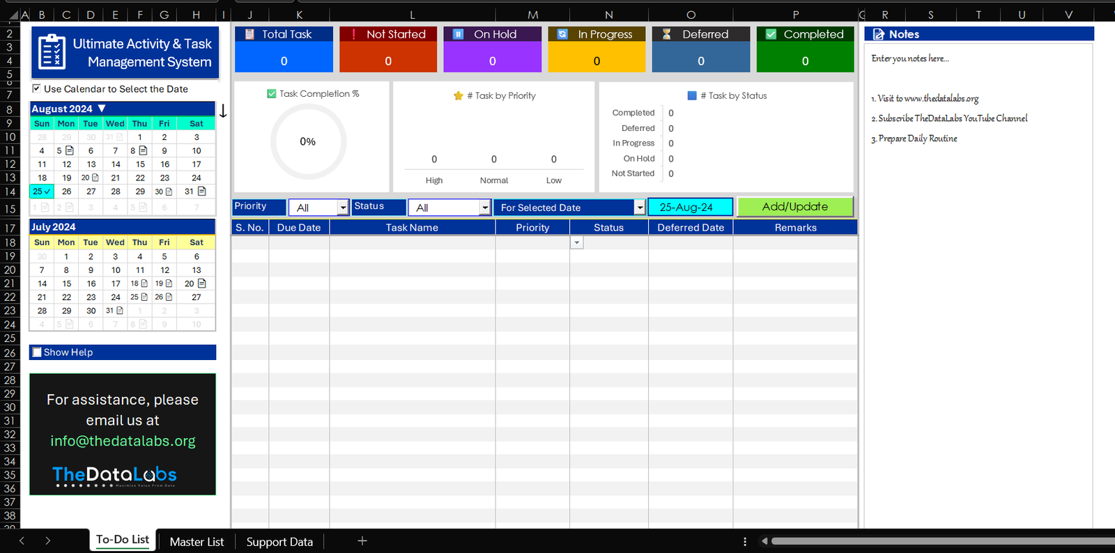 Ultimate To-Do List & Daily Activity Tracker in Excel - 2025 - TheDataLabs